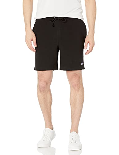 Champion Men's Jersey Gym, 100% Cotton Athletic, Sports Shorts, 7" & 9", Black with Taglet, Large