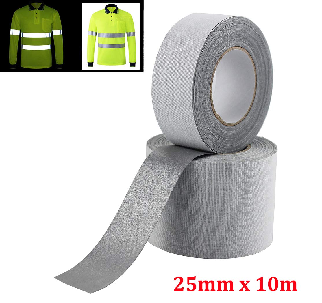 JINBING Safety Silver Reflective Fabric Tape DIY for Clohting Sew On 25mmx10m (1" x 33')