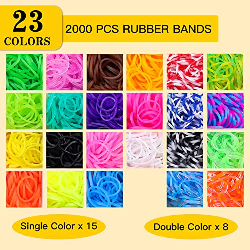 HTVRONT Rubber Band Bracelet Kit - 2100 Loom Bracelet Making Kit for Girls, 23 Colors Rubber Band Kit, Durable Rubber Bands for Bracelets, Loom Bands kit with Accessories Friendship Bracelets Kit