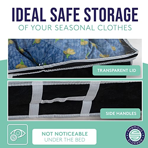 Phamous storage Under Bed Storage Containers - (Set of 2) Clothes Storage - Storage under Bed - Underbed Storage for Organizing - Under the Bed Storage - 3x Shoe Bags