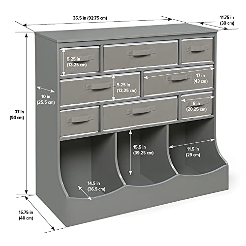Storage Station 8 Cubby 3 Bin Organizing Unit with Reversible Baskets