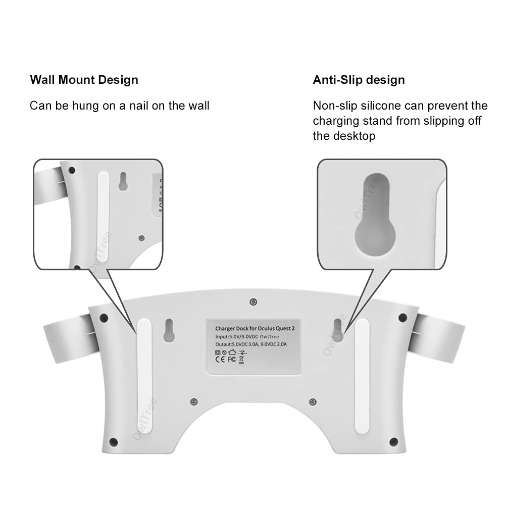 OwlTree Charging Station for 2 Charging Dock, VR Wall Mount Storage Stand Charger Station, High Speed Data Transfer Fast Magnetic Charging Dock