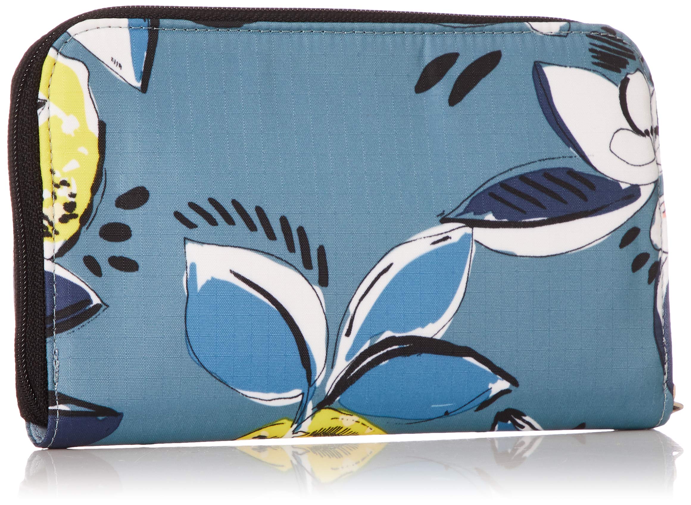 LeSportsac Limone Lily Wallet, Style 6506/Color F177, Slate Blue Floral, Bright Juicy Limones (lemons)