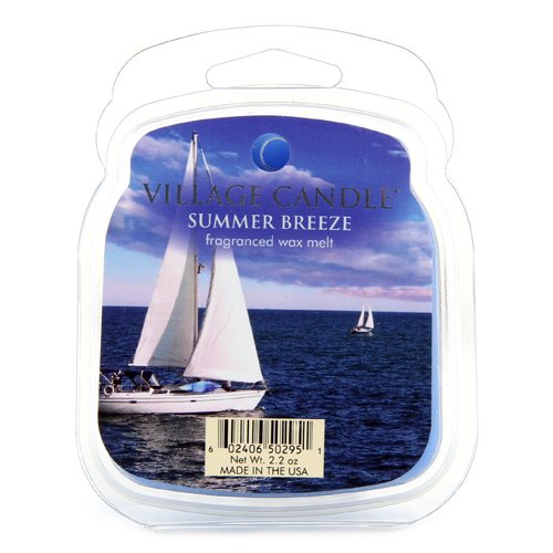 Village Candle Summer Breeze Wax Melts Flameless Fragrance, 2.2 Oz, Traditions Collection, Blue