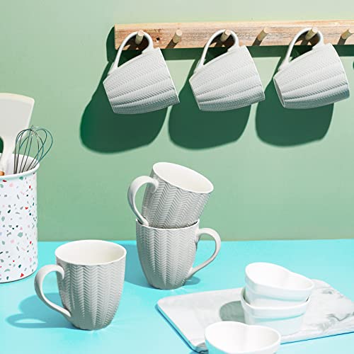 LIFVER Coffee Mugs Set of 6, 18 Oz Ceramic Mugs with Sturdy Handle for Coffee Tea Cocoa Milk, Easy to Grip & Clean, Gifts for Women men, Light Gray