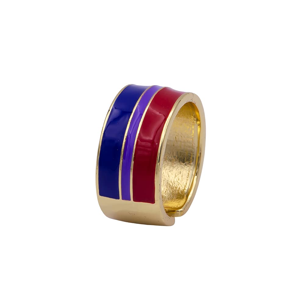 Chunky Gold Pride Ring LGBTQ Rainbow Band Statement Jewelry LGBT Open Ring (Bisexual)