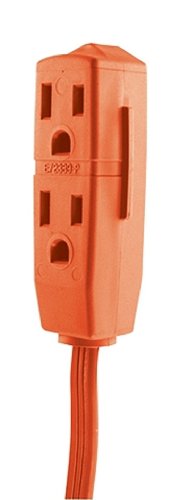 GE 9ft Indoor Power Extension Cord, 3 Grounded Outlets, 3 Prong, 16 Gauge, Heavy Duty, UL Listed, Orange, 50361