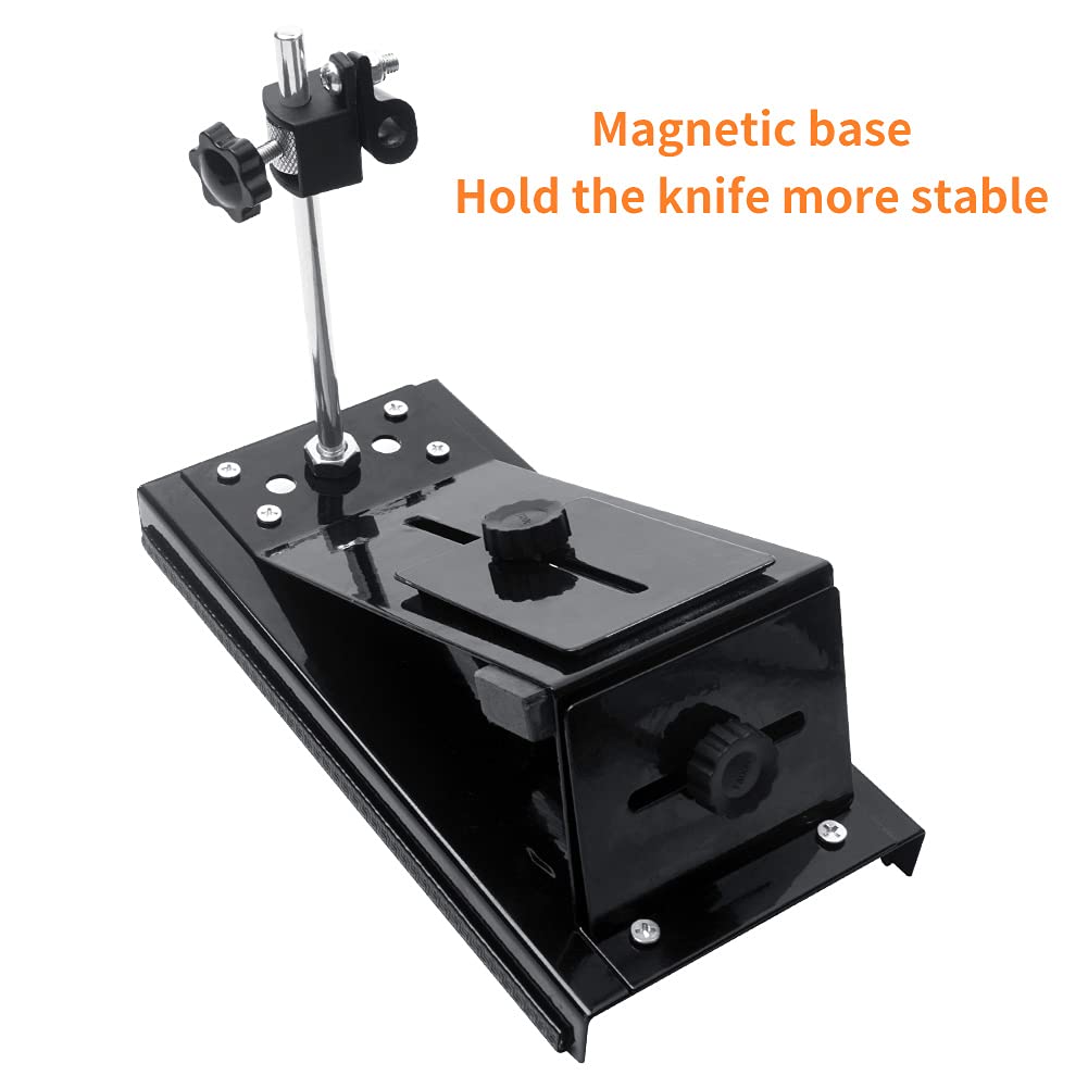 BUDDE Professional Kitchen Knife Sharpener System with 6 Whetstones, 180° Rotation Flip Design, Fixed-Angle Stainless Steel Professional Chef Knife Sharpening Kit Blades Fine Grinding Polishing Tool