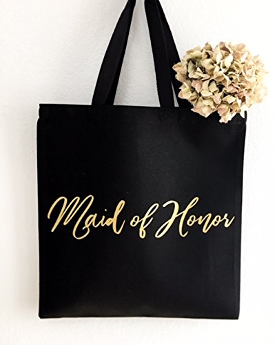 Maid of Honor gift Tote bag by Graceful Greeting Co Heavy Black Canvas keepsake