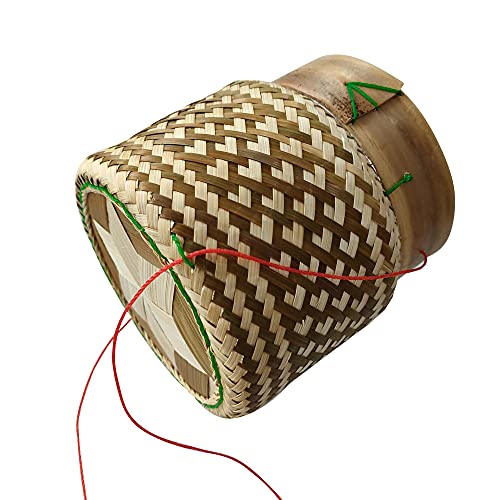 Heavens Tvcz Serving Basket Bamboo Sticky ''KRA-Tip'' Thai Laos Rice Handmade Traditional Weave Wickerwork Vegetable Based Dye Serving Travel Picnic Keeping Rice After Steaming Keep Sticky Rice Warm