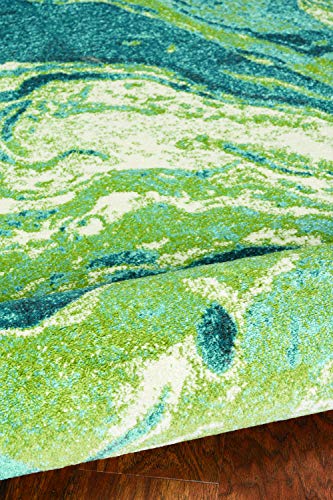 Kas Rugs Watercolors Mid-Century Abstract Area Rug - Teal 6'7" x 9'6"