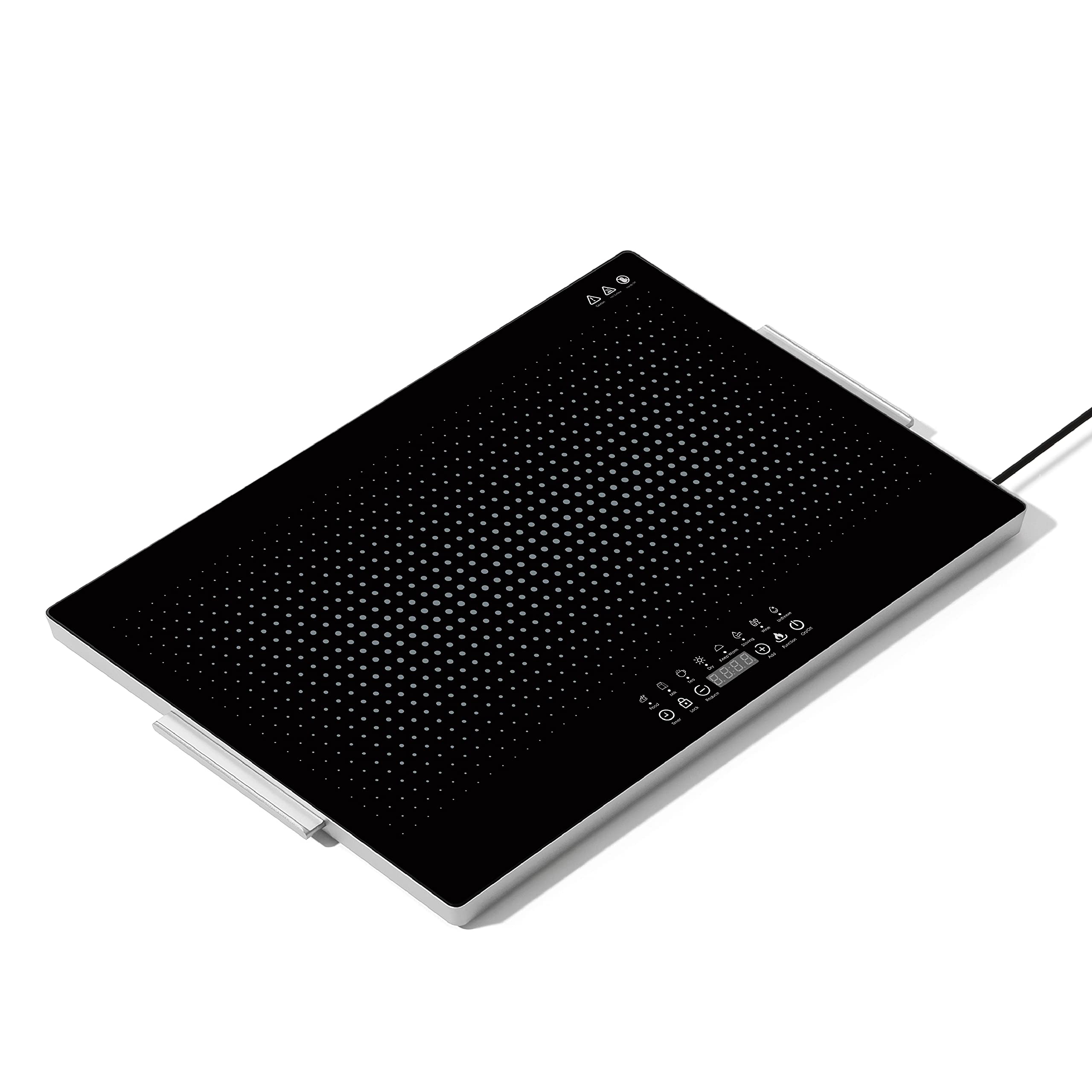 Bleu Jamais Electric Food Warmer Plate, 23.6"x15.7" Glass Large Warming Tray LED Temperature Display Adjustable Control With Touch Panel, Hot Plate, Buffets, Parties, Home Dinner (Light Silver)