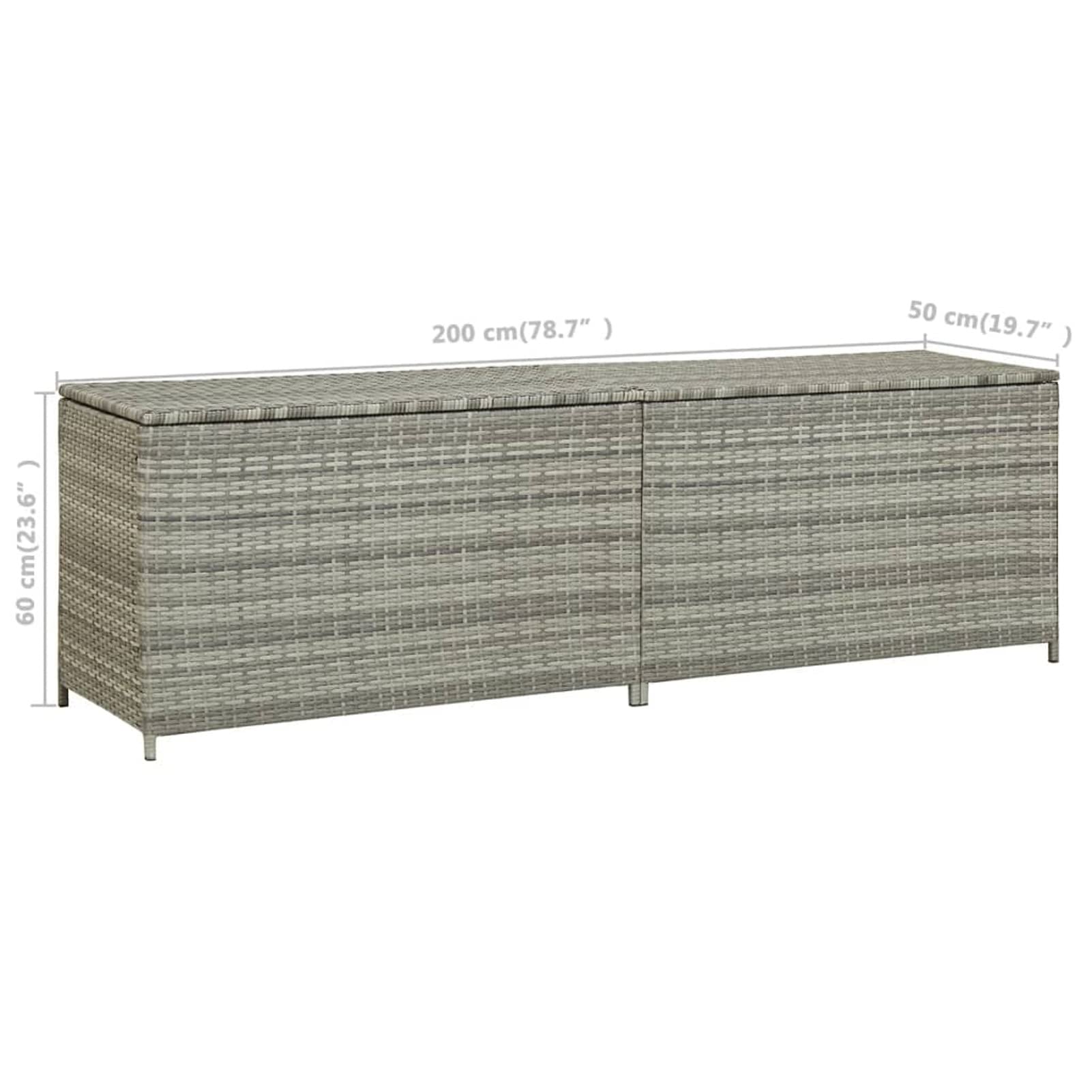 ZEYUAN Patio Storage Box Deck Storage Box Outdoor Storage Cabinet Waterproof Storage Containers Storage Outdoor Poly Rattan 78.7"x19.6"x23.6" Gray