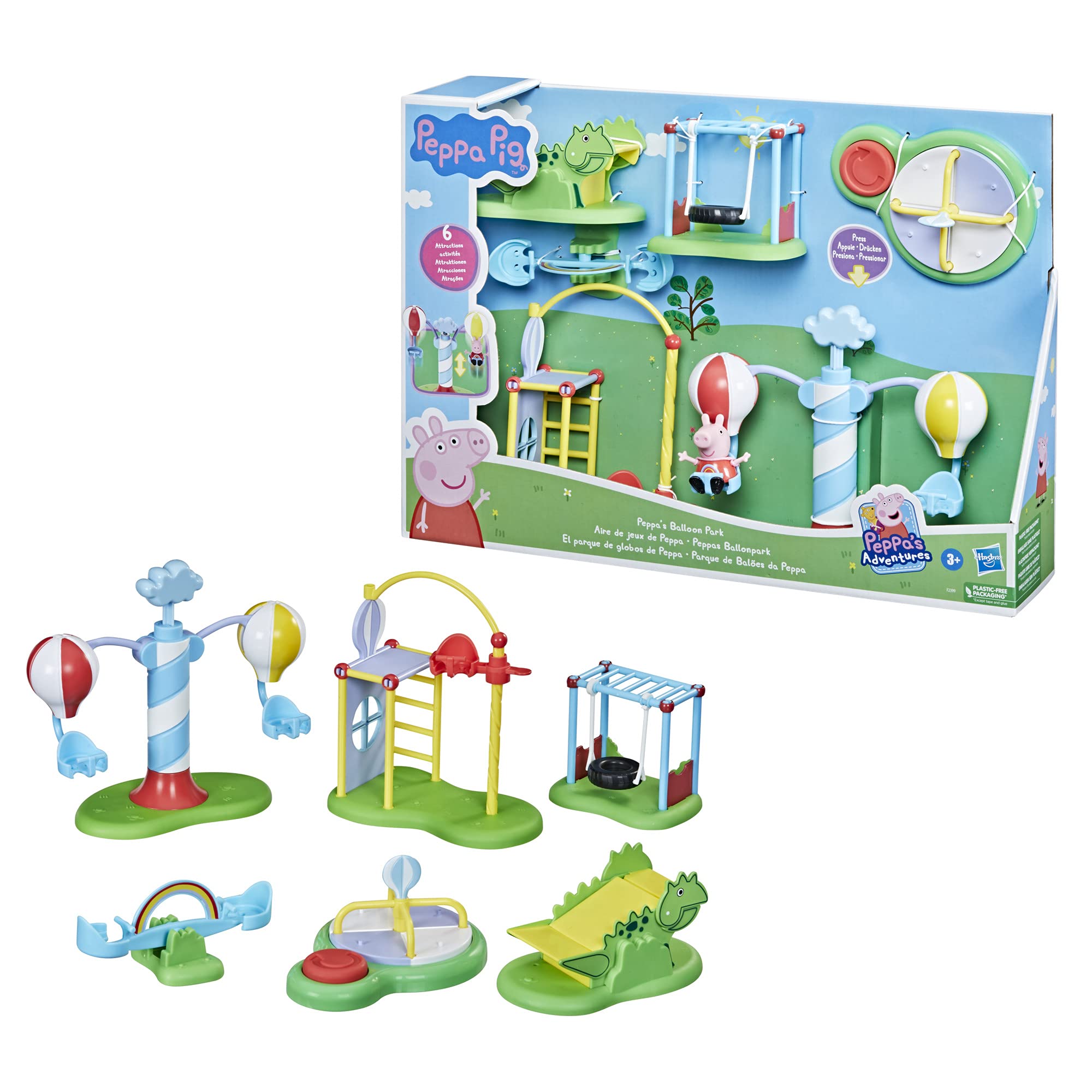 Peppa Pig Peppa’s Adventures Peppa’s Balloon Park Preschool Toy, Playset Perfect for Easter Basket Stuffers, Great Gifts Toys for Kids (Amazon Exclusive)