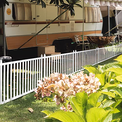 Elevens 30"H x 60"W Garden Fence Outdoor Fence Panel, Decorative Vinyl Picket Fence No Dig Fence,Fencing for Yard Patio (White-1 Panel)