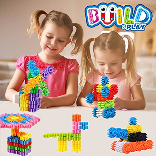 KASHIAOTE Gears Interlocking Learning Set, STEM Construction Toy Set - Building Kids Toys 180 Pcs - 10 Colors