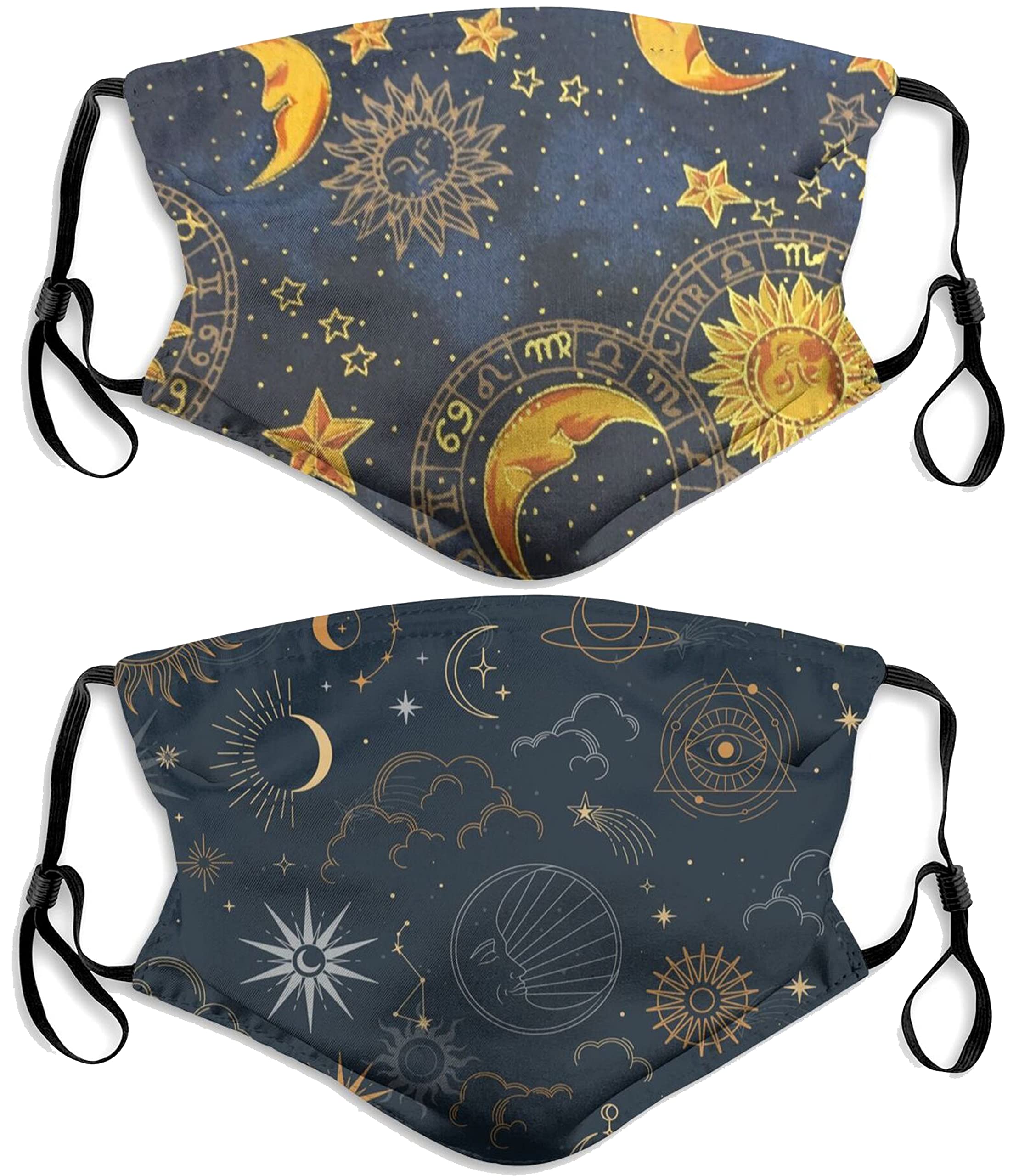Constellations Sun Moon Magic Eyes Clouds and Stars 2pcs Reusable Washable Dust Filter and Reusable Mouth Warm Windproof Cotton Polyester Unisex Men and Women
