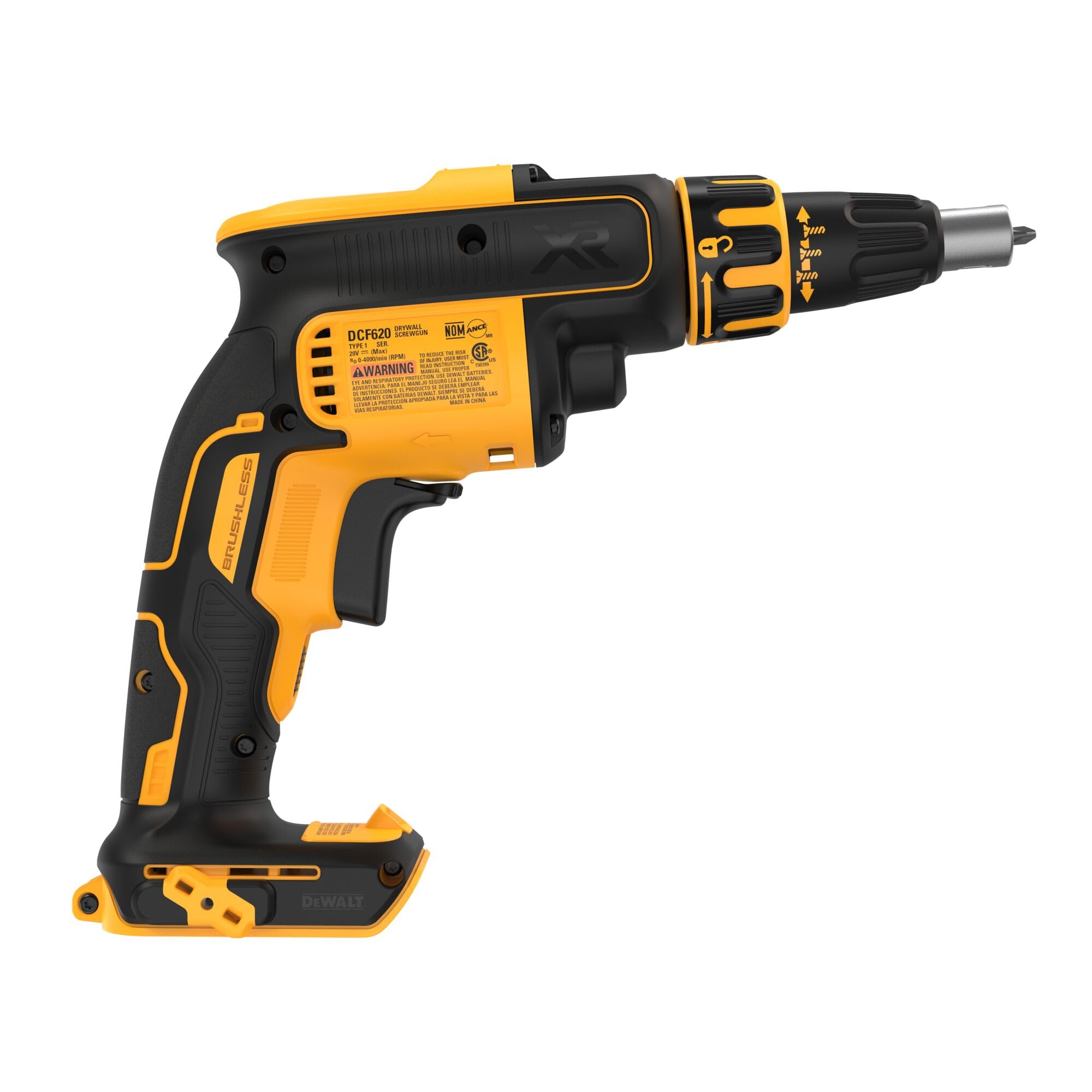 DEWALT 20V MAX XR Drywall Screw Gun, Cordless, 4,400 RPM, LED Light, Bare Tool Only (DCF620B)