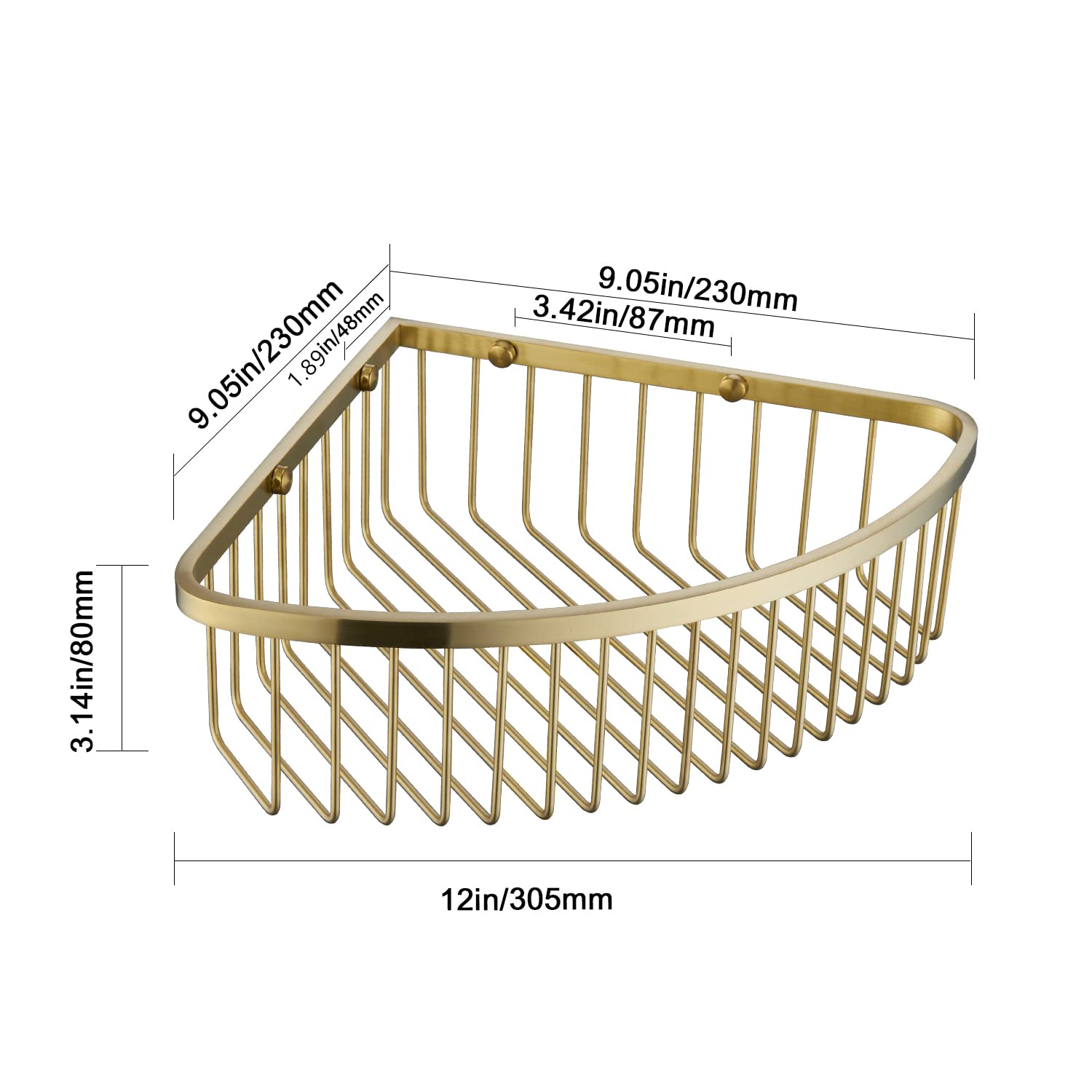 Segistan Bathroom Corner Shower Caddy Organizer, SUS304 Stainless Steel Heavy Duty Rust-Proof Bathroom Shelf Organizer Shampoo Holder, Wall Mounted Storage Rack for Bathroom Kitchen, Brushed Gold