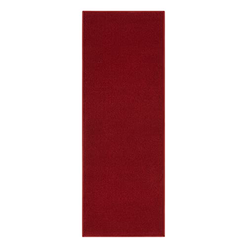 Machine Washable Modern Solid Design Non-Slip Rubberback 2x6 Traditional Runner Rug for Hallway, Kitchen, Bedroom, Living Room, 2'2" x 6', Red
