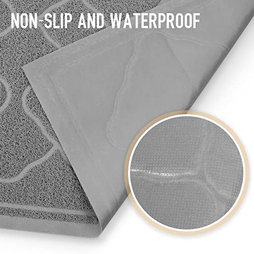Heeyoo Cat Litter Mat, Large Kitty Litter Box Mat 47 x 35 Inches, Litter Trapping Mat with Waterproof and Non-Slip Backing, Keep Floors Clean, Soft on Kitty Paws