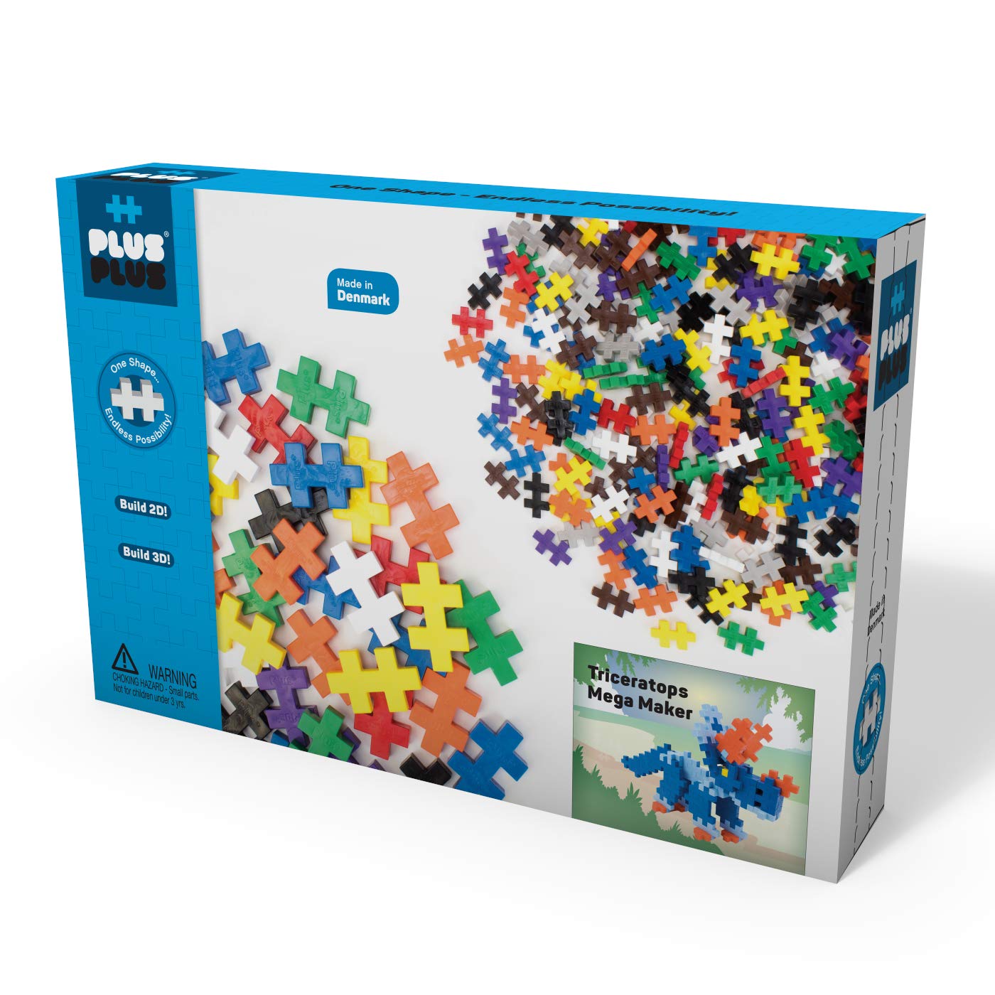 Plus Plus Big - Instructed Play Set - Mega Maker Triceratops - 67 Piece Construction Building STEM | STEAM Toy, Interlocking Large Puzzle Blocks for Toddlers and Preschoo