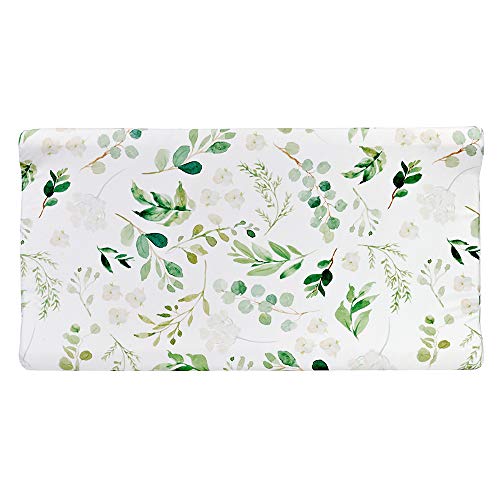 Stretchy Changing Pad Cover β Ultra Soft Diaper Changing Pad Table Sheets for Girls Boys Pure Cotton Safe and Snug Cradle Sheets Machine Washable Fit 32"/34'' x 16"Pad (Green Leaf)