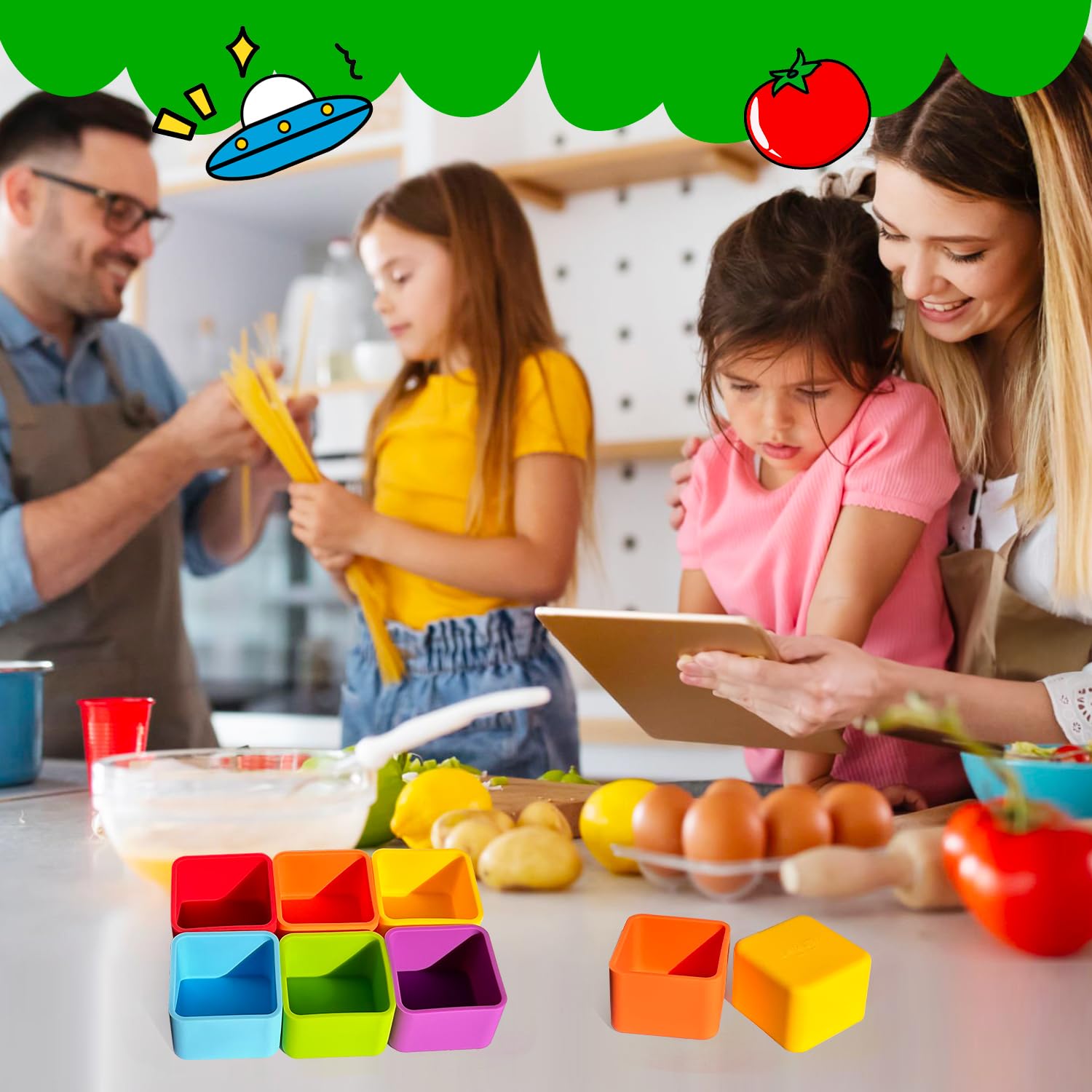 IELEK Silicone Lunch Box Dividers Reusable Non-Toxic, BPA Free, Dishwasher Safe Bento Box Accessories Lunch Box Dividers