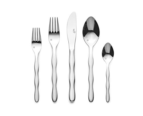 Daelim Bonita Wave 20pcs Flatware Cutlery Set, Service for 4, Solid Stainless Steel, Dishwasher Safe, Ergonomic Design and Size