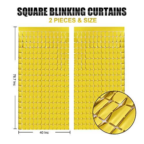 Gold Shimmer Wall Backdrop, Square Backdrop Curtain,2Pcs 3.3x6.6 Feet Gold Streamer Backdrop for Party Decorations
