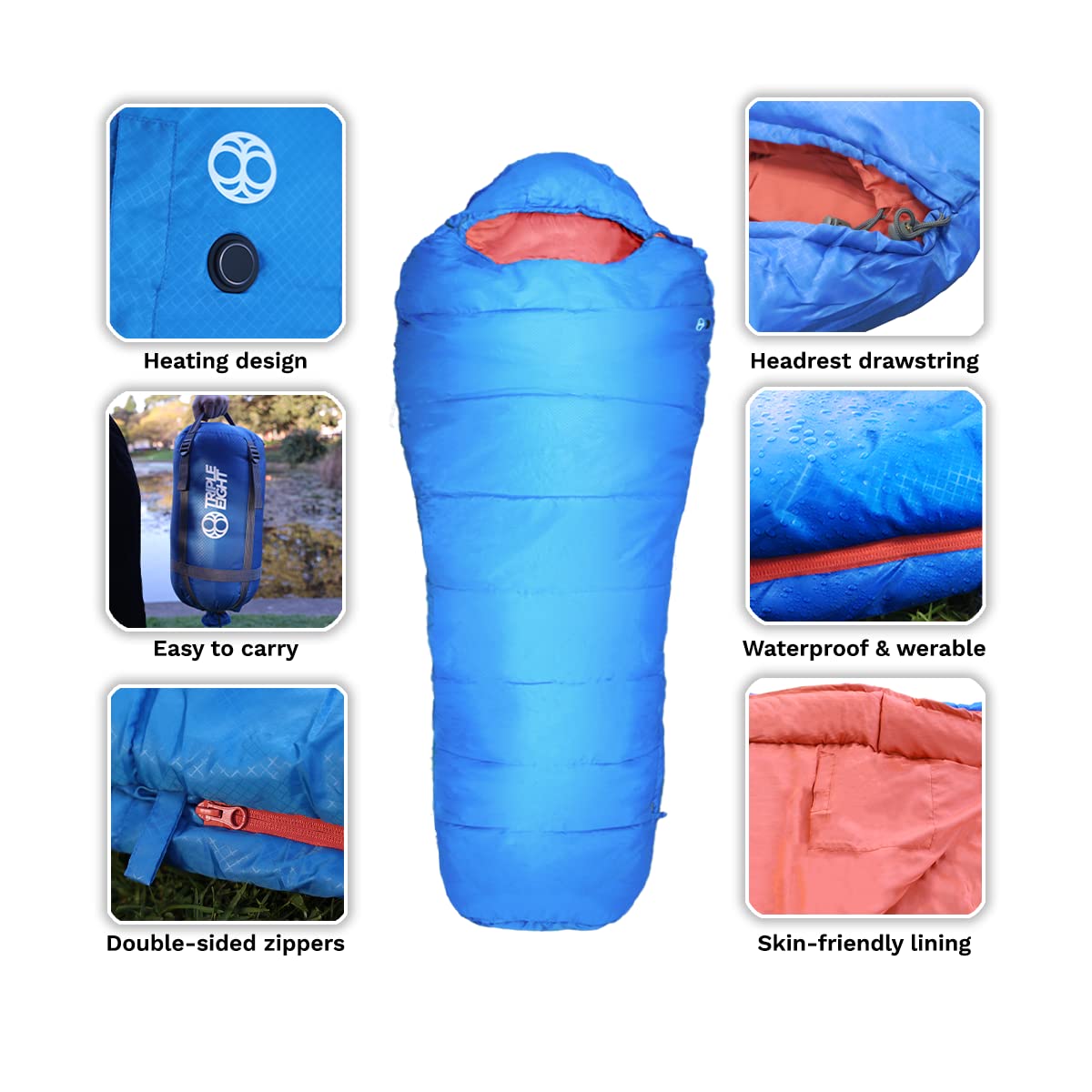 Camping Sleeping Bags for Adults w/3 Modes Cold Weather Compact Sleeping Bag Lightweight Waterproof Weather Sleeping Bag for hikking Backpacking Camping 4 Season