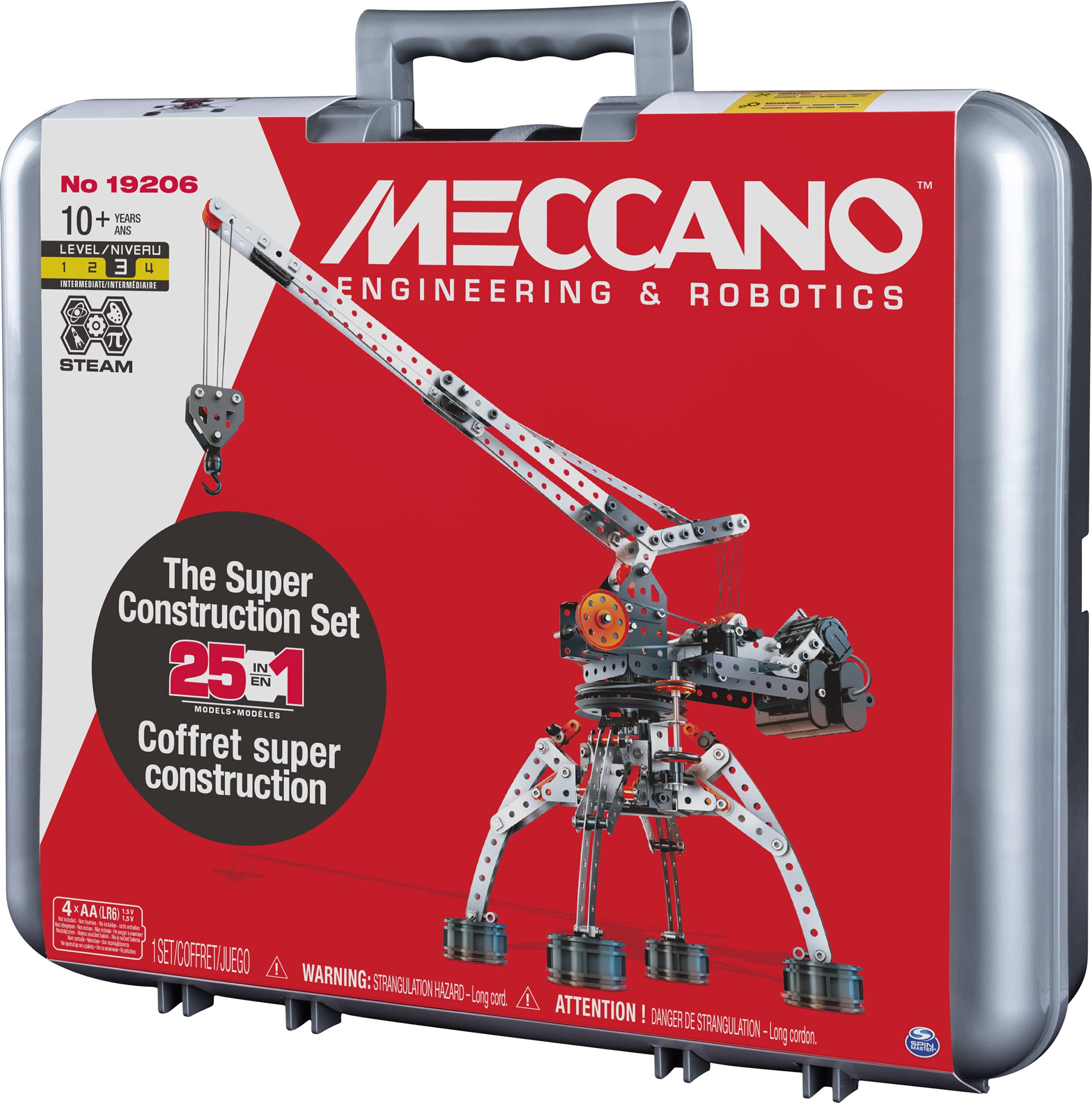 Meccano, Super Construction 25-in-1 Motorized Building Set, STEAM Education Toy, 638 Parts, for Ages 10+
