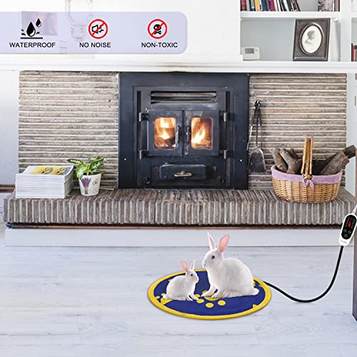PUPPY LOVE Pet Heating Pad, Waterproof Dog Heating Pad Mat for Cat with 5 Level Timer and Temperature, Pet Heated Warming Pad with Durable Anti-Bite Tube Indoor for Dog Cat (12" Round)