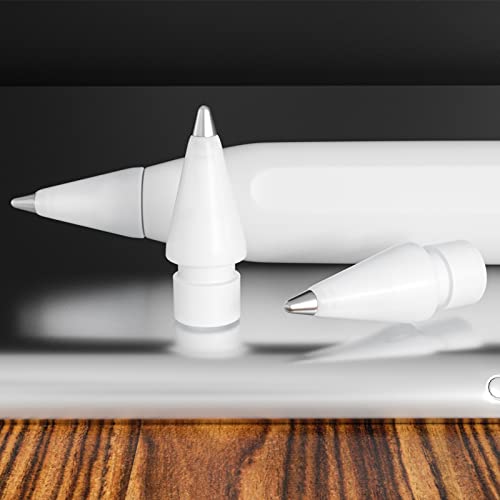 Realistic Pen Like Fine Point Pencil Tips Compatible with Apple Pencil 2nd 1st Generation,2 Pack Fine Tips Paperfeel Ipad Pro Pen 1st 2 Gen Replacement Nibs fits for Artists,Note-Takers ,White