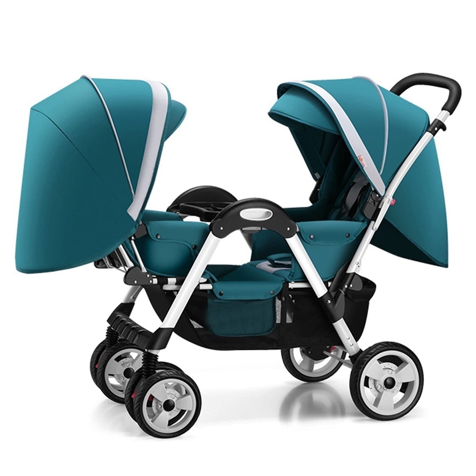 Double Infant Stroller,Baby Stroller Twins-Cozy Compact Twin Stroller,Twin Baby Pram Stroller,Oversized Canopy, Double Seat Tandem Stroller with Tandem Seating,Easy Foldable (Color : Pink)