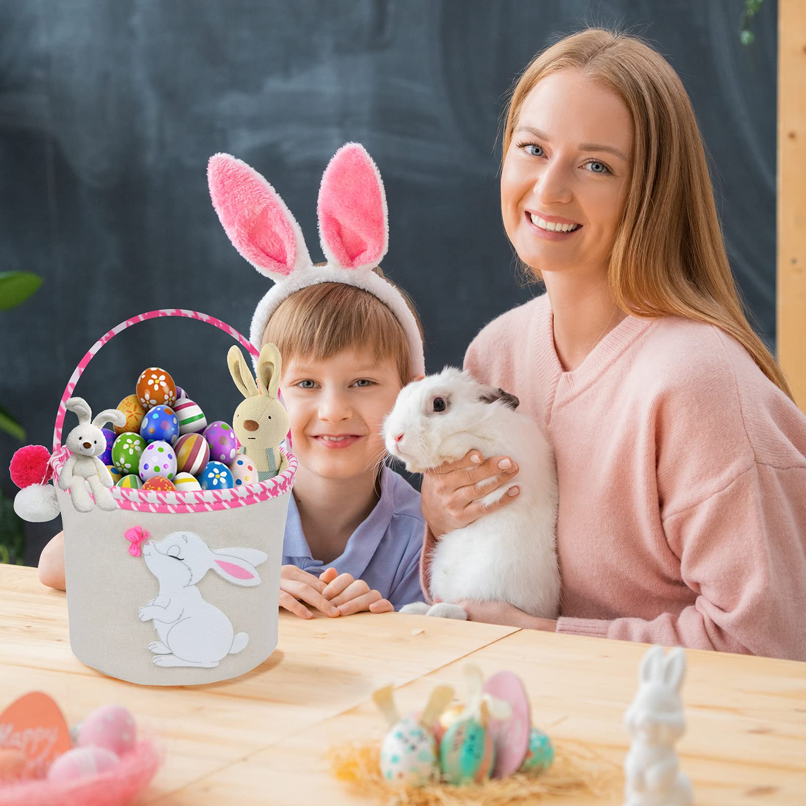 Cute Basket Storage, Empty Canvas Basket Bin with Handles, Collapsible Storage Organizer, Large Foldable Bucket Bags for Boys & Girls, Clothes, Toys, Gift Basketsā¦