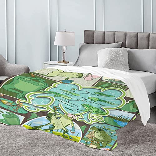 FROGS BLANKET-Cute Animal Soft Lightweight Food Flannel Blankets for Sofa Bed Travelling Camping Throw Warm Blanket Gift for Frog Lover Men Women(30''x40''for Baby/Pets)