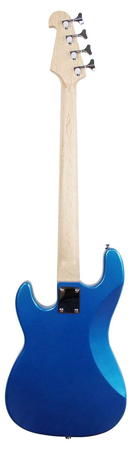 Stedman Beginner Series Bass Guitar Bundle with 15-Watt Amp, Gig Bag, Instrument Cable, Strap, Strings, Picks, and Polishing Cloth - Metallic Blue