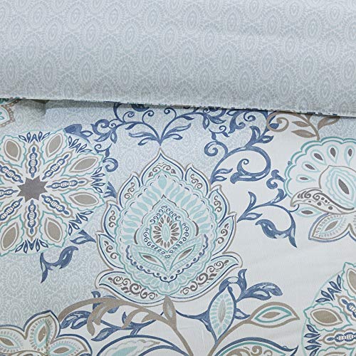 Madison Park Season Set, Matching Bed Skirt, Decorative-Pillows, Queen(90"x90"), Isla, Floral Medallion Blue 8 Piece