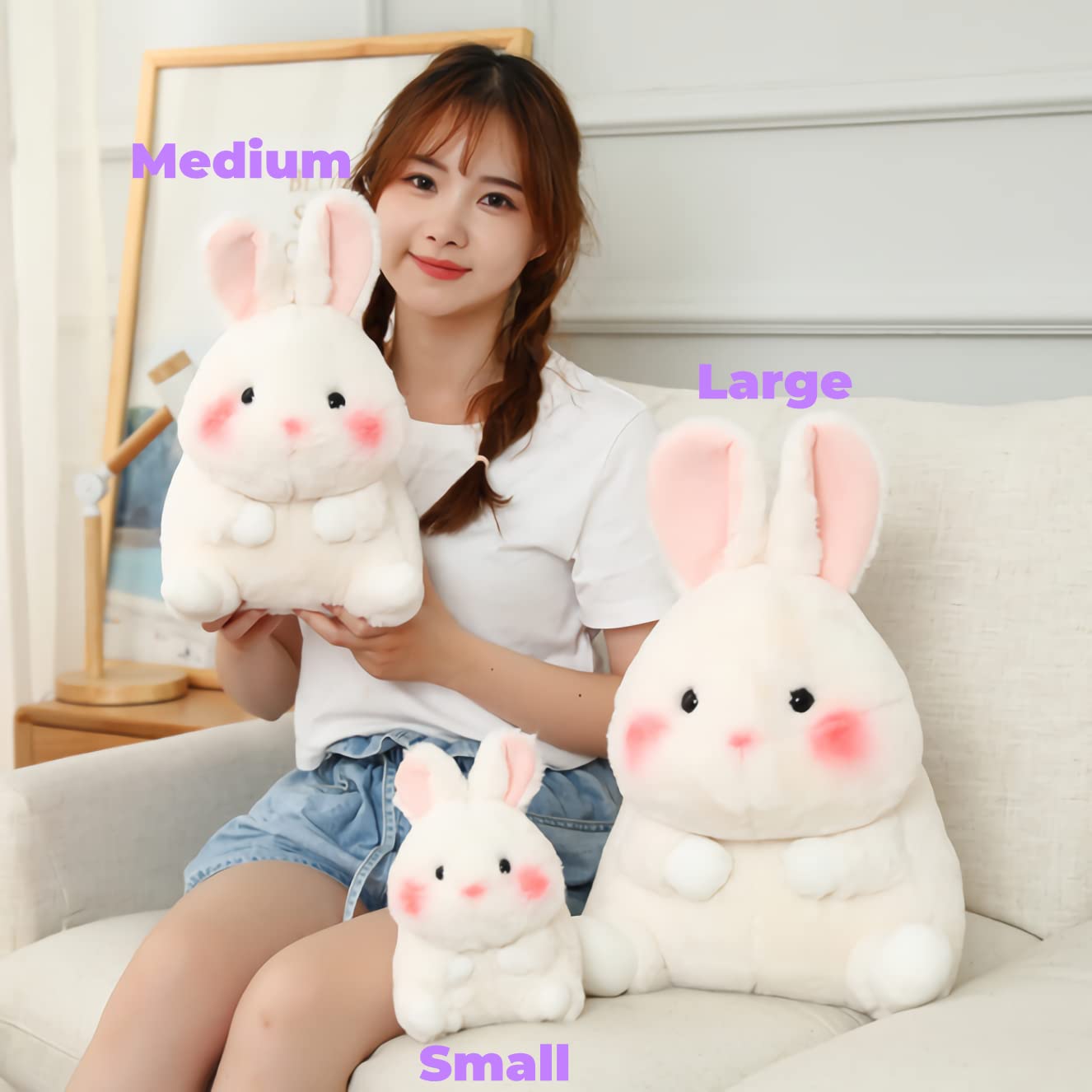 CHDGIOHA 2024 Easter Bunny Plush Toys, Cute Rabbit Soft Stuffed Animals, Easter Birthday White Bunny Plush Pillows, Plush Bunny Toy for Kids (Large Bunny 15.7'')