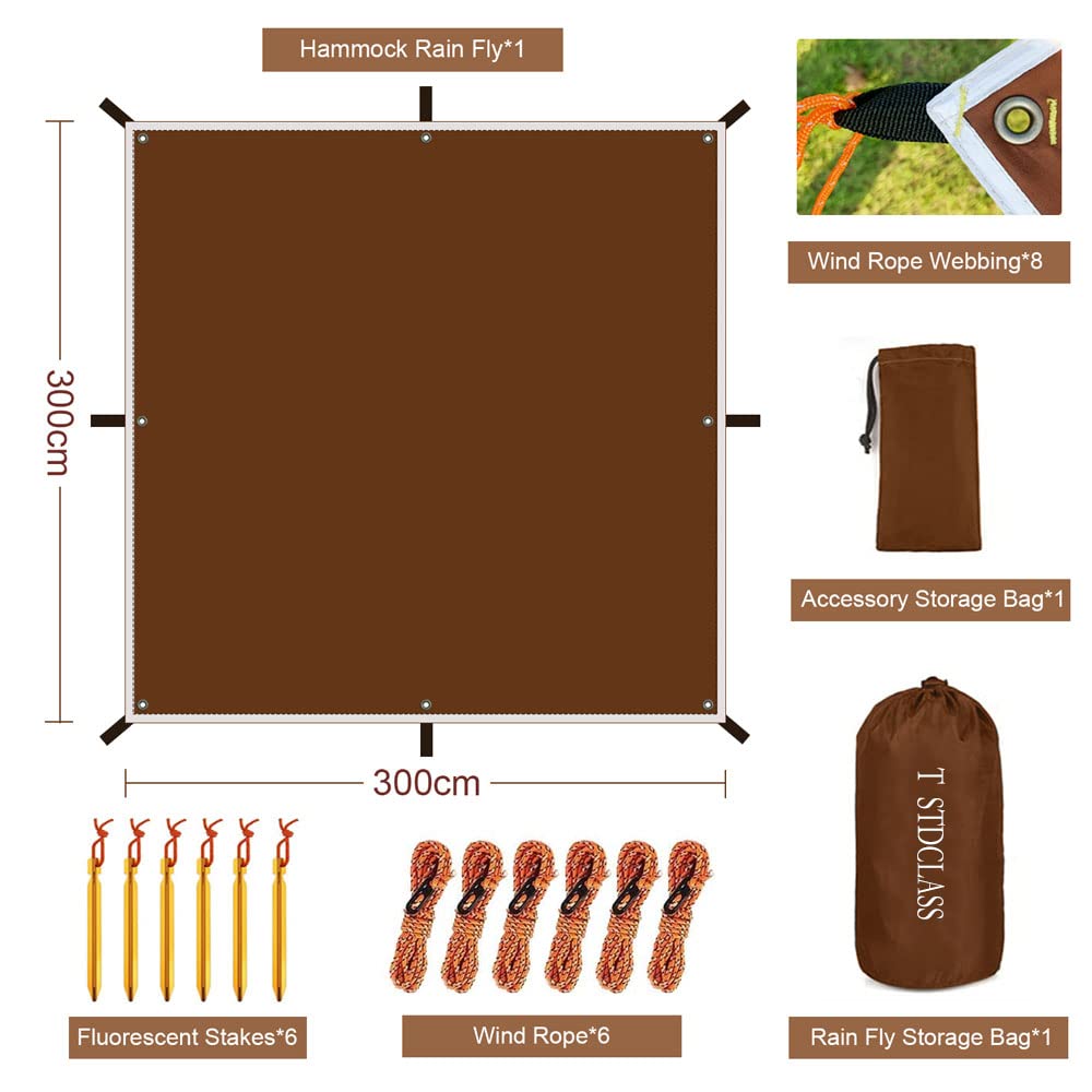 Camping Tarp, Hammock Rain Fly Waterproof Anti-UV, Lightweight Tent Tarp 10X10FT for Camping, Backpacking, Outdoor Traveling