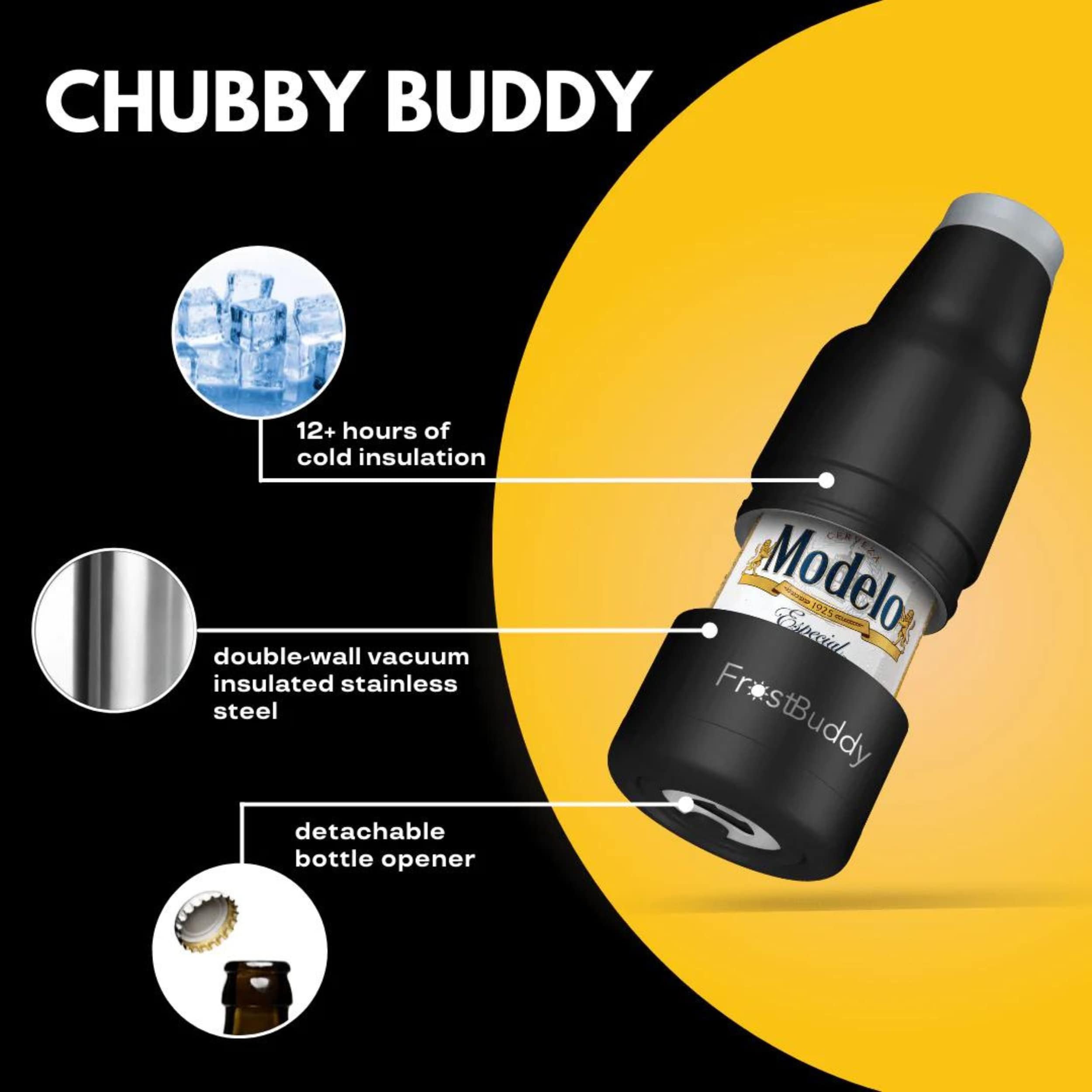 Frost Buddy - Modelo Beer Cooler Bottle - Beer Cooler - Double Wall Vacuum Insulated for Ice Cold Beer - Stainless Steel (Mexico)