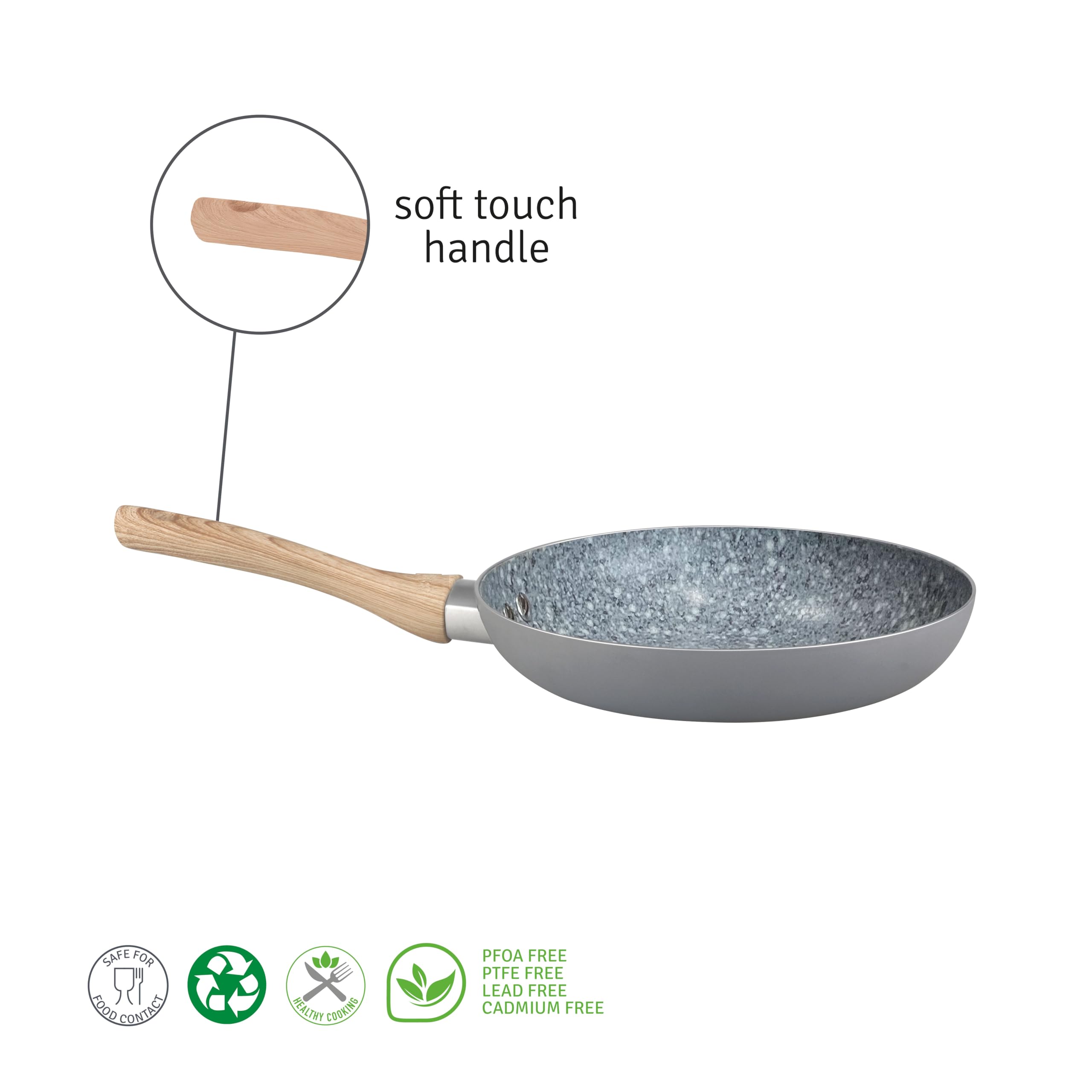 HUDSON Nonstick Grey Frying Pan 9Qt Cookware, Pots and Pans, Dishwasher Safe, 7.9-inch, Granite Nonstick