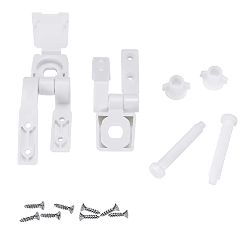 Canomo Universal White Plastic Toilet Seat Hinges Replacement with Bolts Screw and Nuts for Toilet Seats Lids, 1 Pair