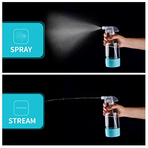 Homyfux Empty Clear Glass Spray Bottles with Silicone Sleeve Protection - Refillable 17oz Containers for Cleaning Solutions, Essential Oils, Misting Plants - Quality Sprayer - 3 Pack