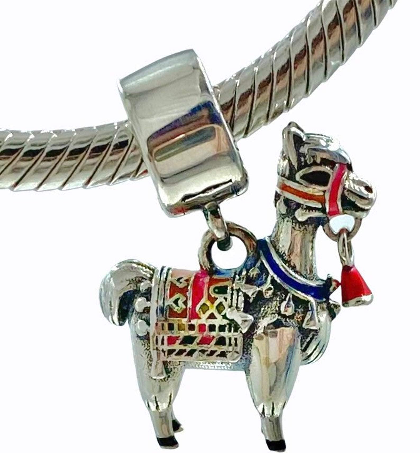 BOLENVI Alpaca Llama Peru 925 Sterling Silver Dangle Pendant X Charm Bead For Pandora & Similar Charm Bracelets or Necklaces
