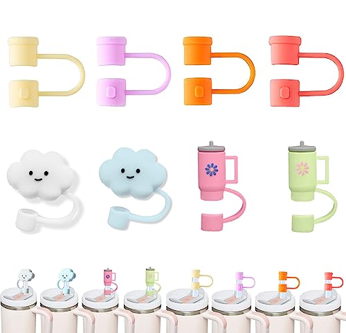GLBEAR 8Pcs Silicone Straw Tips Cover Compatible with Stanley 30&40 Oz Tumbler, 10mm/0.4in Cloud Shape Straw Covers Cap,Straw Protectors, Straw Tip Covers for Stanley Cups Accessories