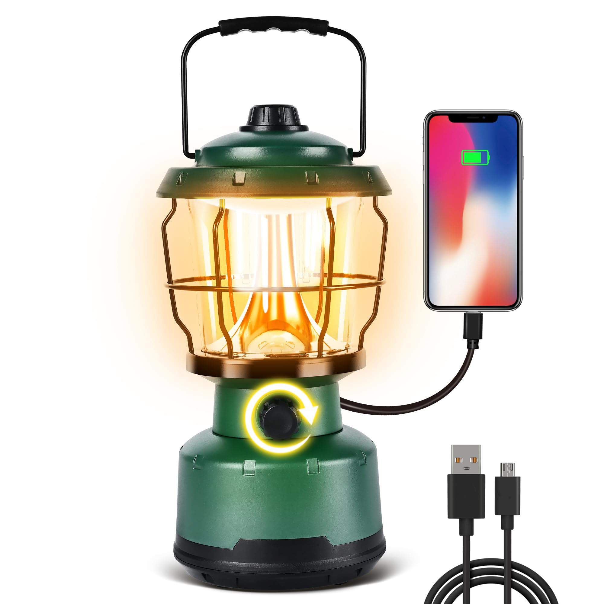 Favorbrite LED Camping Lantern, 2500LM Dimmable Vintage Rechargeable Lantern, Water Resistant Portable Emergency Lights for Camping, Home Power Outage, Hurricane, Hiking