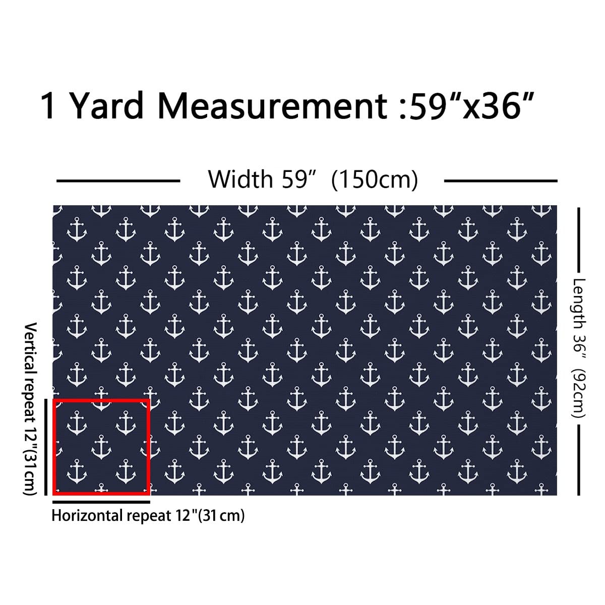 Feelyou Anchor Decor Fabric by The Yard, Nautical Marine Sea Adventure Theme Upholstery Fabric for Chairs and Home DIY Projects, Ocean Coastal Decorative Waterproof Outdoor Fabric, 1 Yard