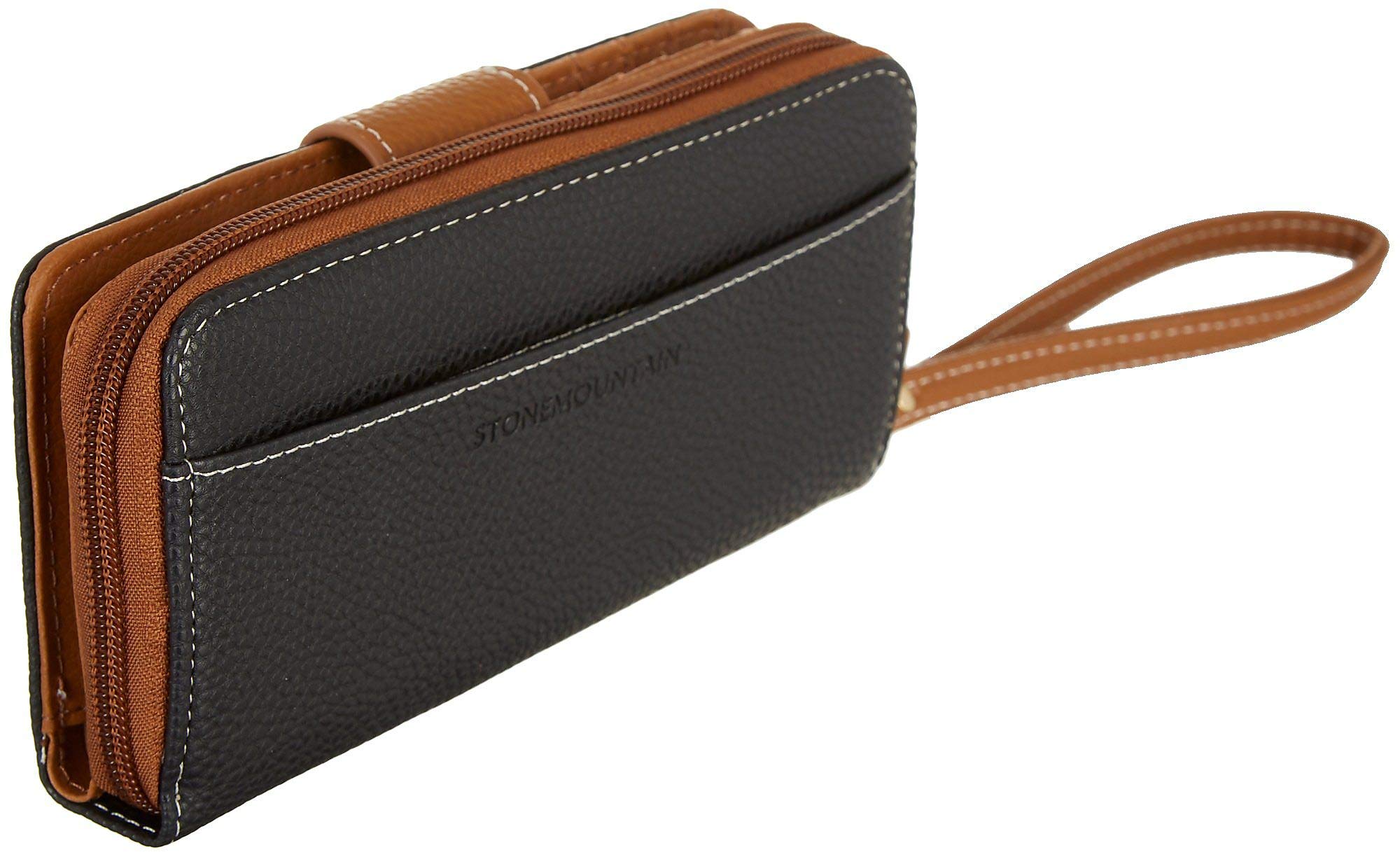Stone Mountain Cornwall Leather Checkbook Wallet Black/Tan